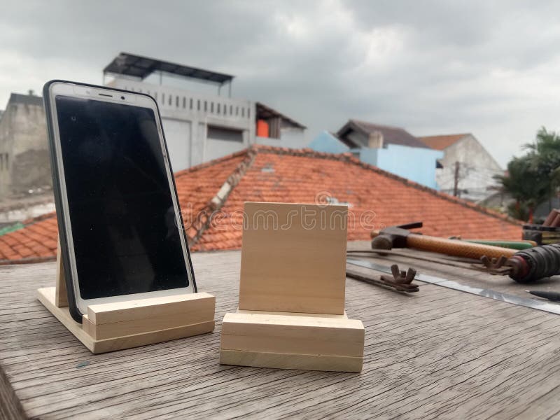 Wood Craftsmen Have Completed Their Work Standing Handphone Stock Photo ...