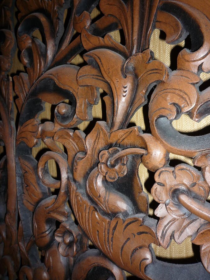 Wood Craving with Thai Pattern Stock Image - Image of ancient, engrave ...
