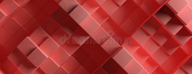 Wood Cube Background Texture, Block Shape Elements Pattern, Red Color ...