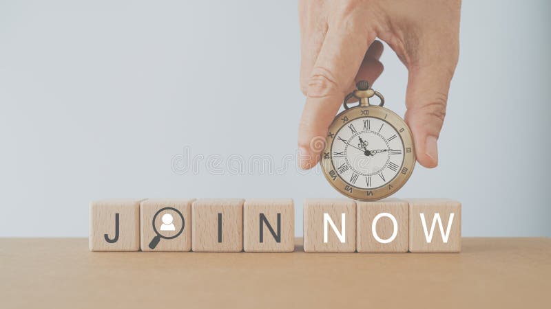 Wood Cube Blocks with Words JOIN NOW with Man in Magnifying Glass ... Wood Cube Blocks with Words JOIN NOW with Man in Magnifying Glass ...