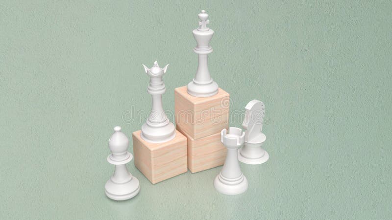 Wood Cube and Chess for Business Concept 3d Rendering Stock ...