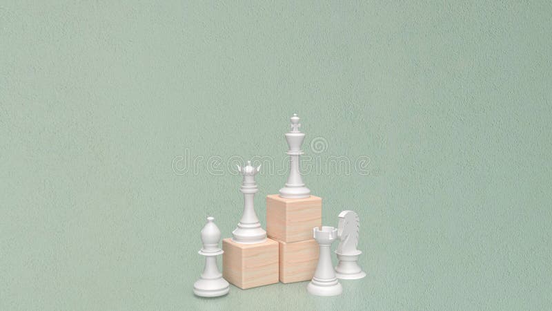 Wood Cube and Chess for Business Concept 3d Rendering Stock ...