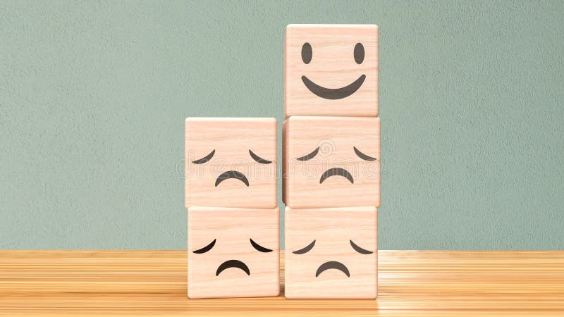 Wood Cube Emotion on Table for Abstract Concept 3d Rendering Stock ...