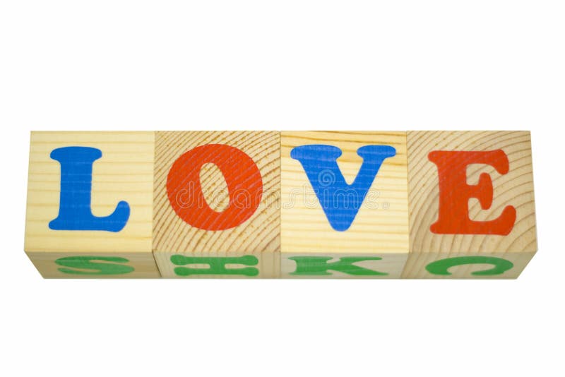 Wood Cube with Inscription LOVE Stock Photo - Image of decor ...