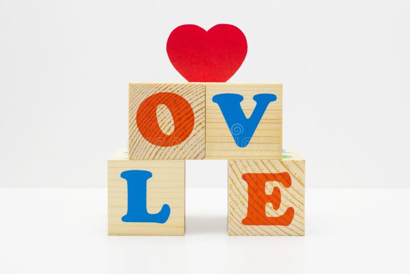 Wood Cube with Inscription LOVE Stock Image - Image of concept, color ...
