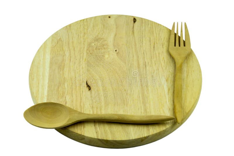 Wood Cutting Board with Spoon and Fork Stock Image - Image of kitchen ...
