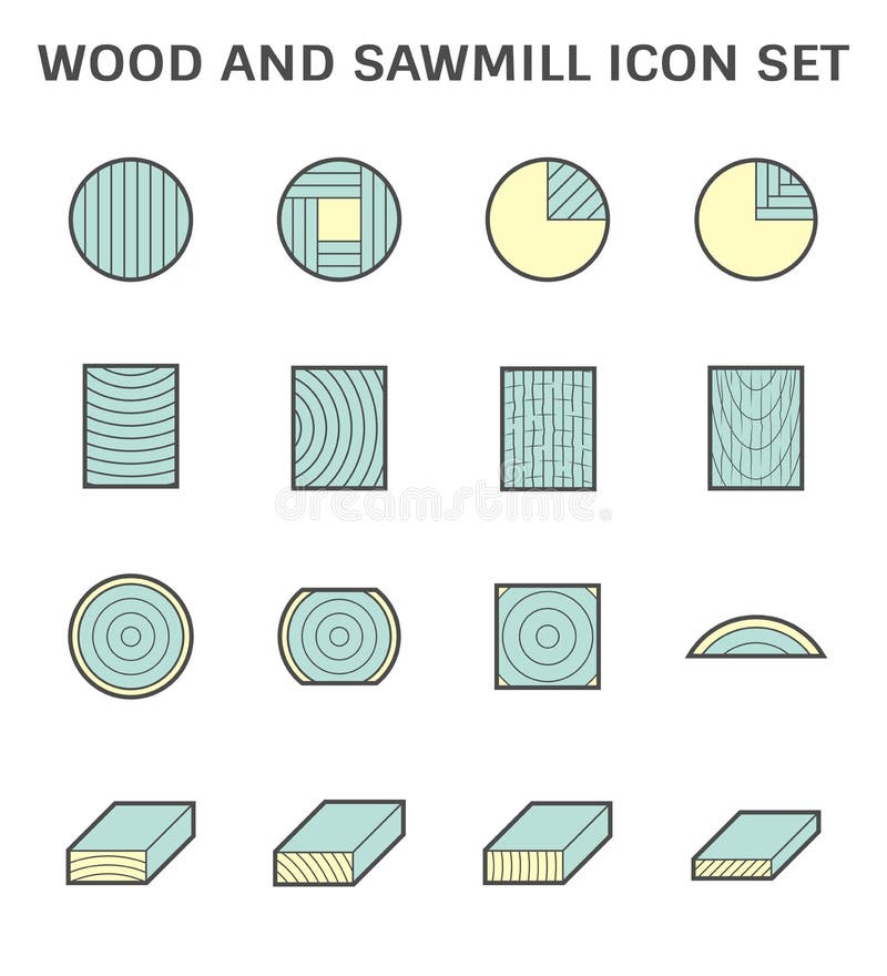 Wood Cutting Work and Sawmill Industry Vector Icon Stock Vector ...