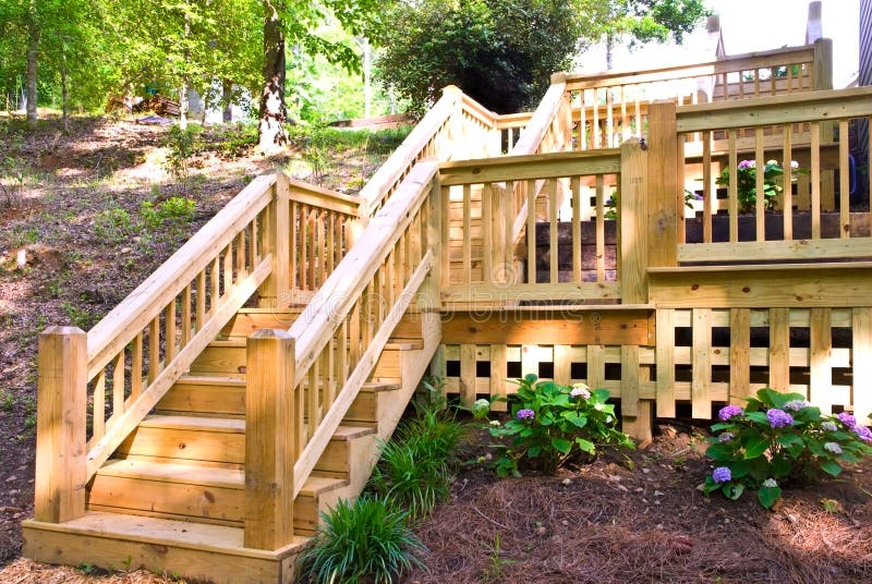 Wood Deck Steps stock photo. Image of build, entry, steps - 9559904
