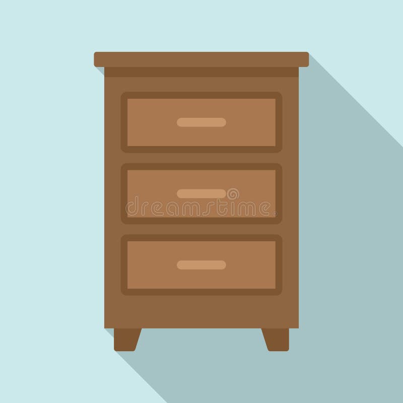 Wood Documents Drawer Icon, Flat Style Stock Vector - Illustration of ...