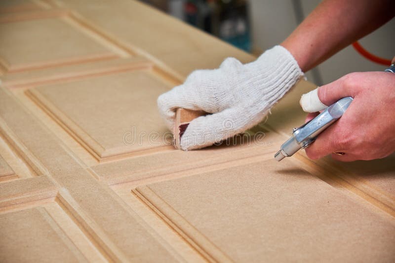 Wood Door Milling, Interior Doors Production Stock Image - Image of ...