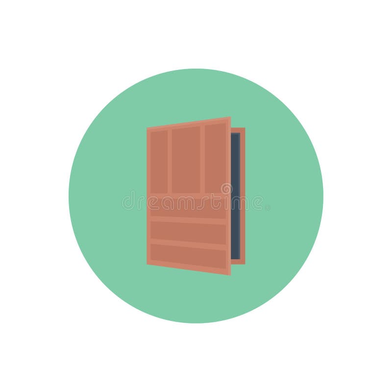 Wood Door Vector Flat Colour Icon Stock Vector - Illustration of entry ...