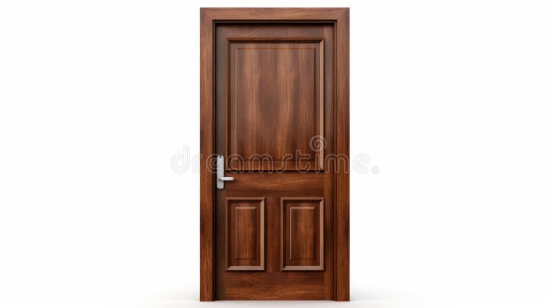 Realistic Wooden Door on White Background - Minimalistic 1970s Design ...