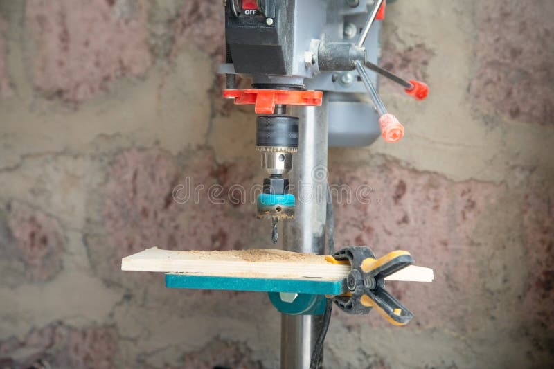Wood Drilling Machine in a Workshop Stock Photo - Image of wooden ...