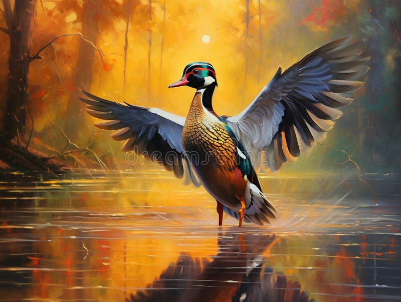 Ai Generated Illustration Wildlife Concept of Wood Duck Stock ...