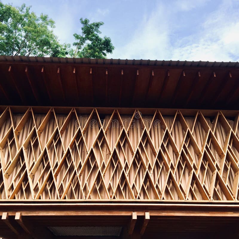 Diagonal Pattern Facade Building Stock Image - Image of wood, diagonal ...