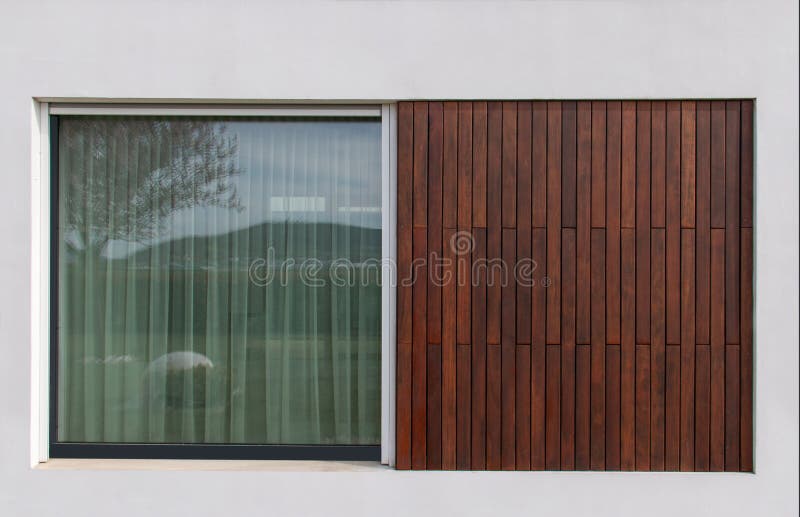 Wood Facade Cladding in Teak and Large Glass Window, Modern ...