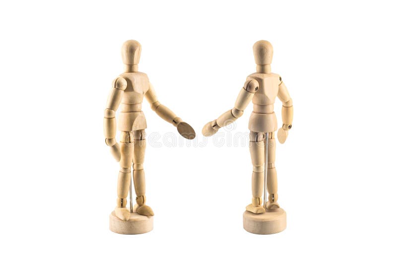 Wood figure shake hands stock image. Image of figurine - 54635609