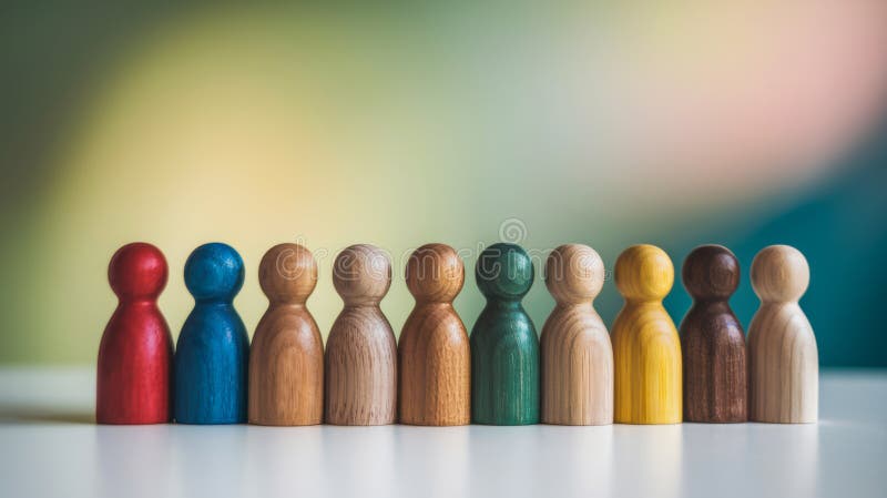 Wood Figures Representing Diversity and Inclusion with Copy-Space Stock ...