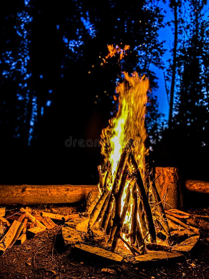 A wood fire stock image. Image of active, encampment - 184624005