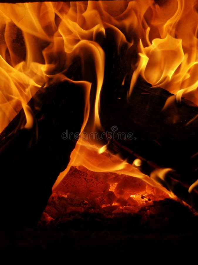 Wood Fire Burning Intense in Stove Stock Image - Image of candle ...