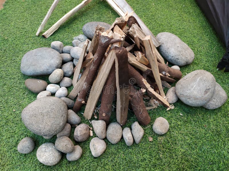 Wood Fire and a Few Stones beside it Stock Image - Image of fire ...