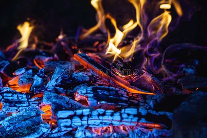 Wood Fire, Hard with Embers. Stock Photo - Image of fireplace, smoke ...