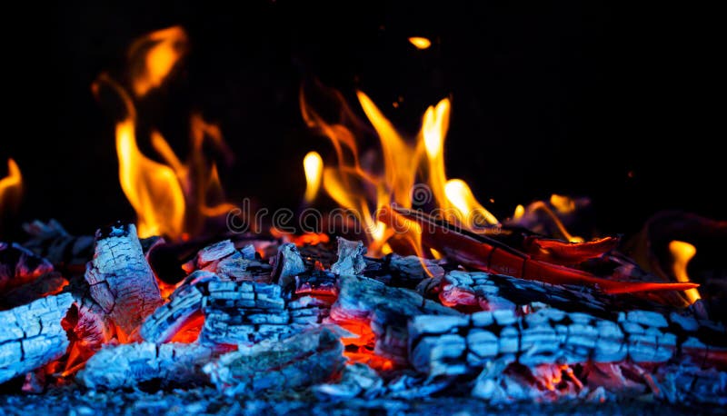 Wood Fire, Hard with Embers. Stock Image - Image of flames, orange ...