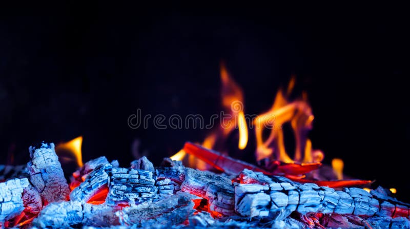 Wood Fire, Hard with Embers. Stock Photo - Image of flames, barbecue ...