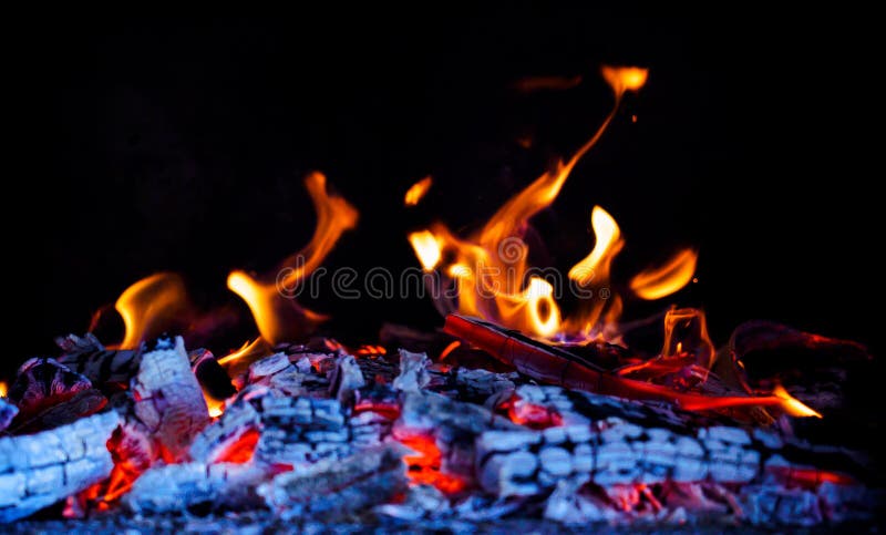 Wood Fire, Hard with Embers. Stock Image - Image of campfire, smoke ...