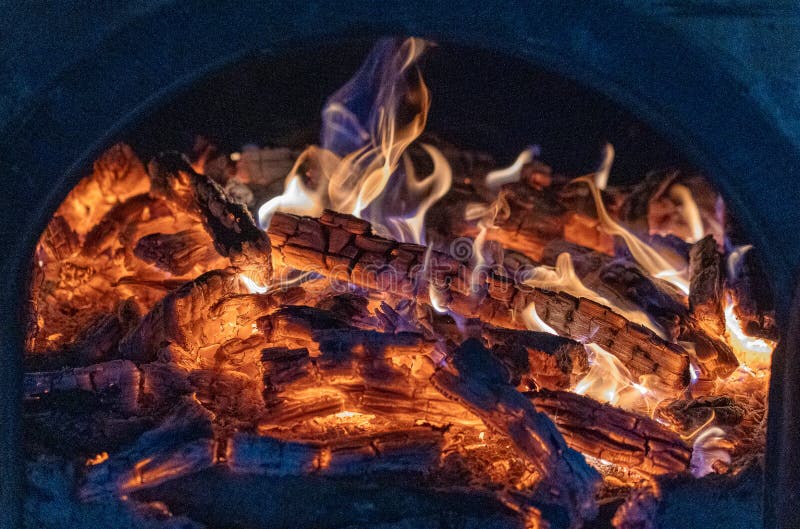 Wood Fire, Hard with Embers. Stock Photo - Image of campfire, barbecue ...