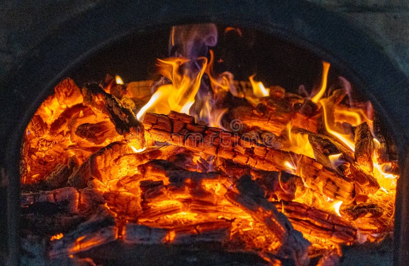 Wood Fire, Hard with Embers. Stock Image - Image of organic, orange ...