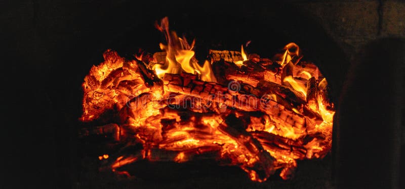Wood Fire, Hard with Embers. Stock Image - Image of background, flames ...