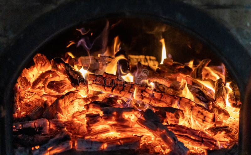 Wood Fire, Hard with Embers. Stock Photo - Image of barbecue, nature ...