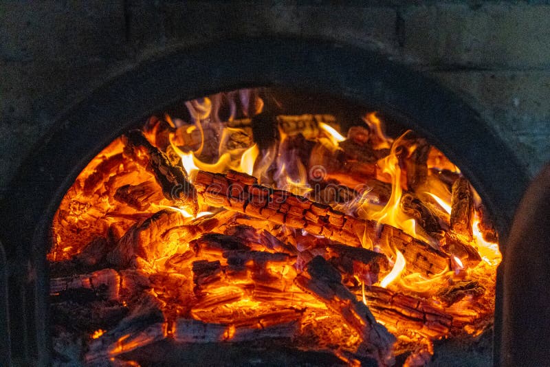 Wood Fire, Hard with Embers. Stock Image - Image of wooden, wallpaper ...