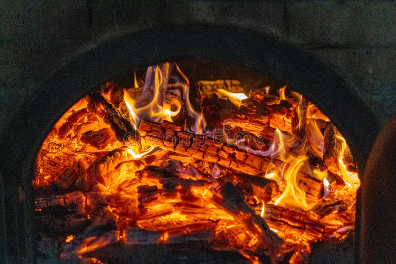 Wood Fire, Hard with Embers. Stock Photo - Image of fireplace, burning ...