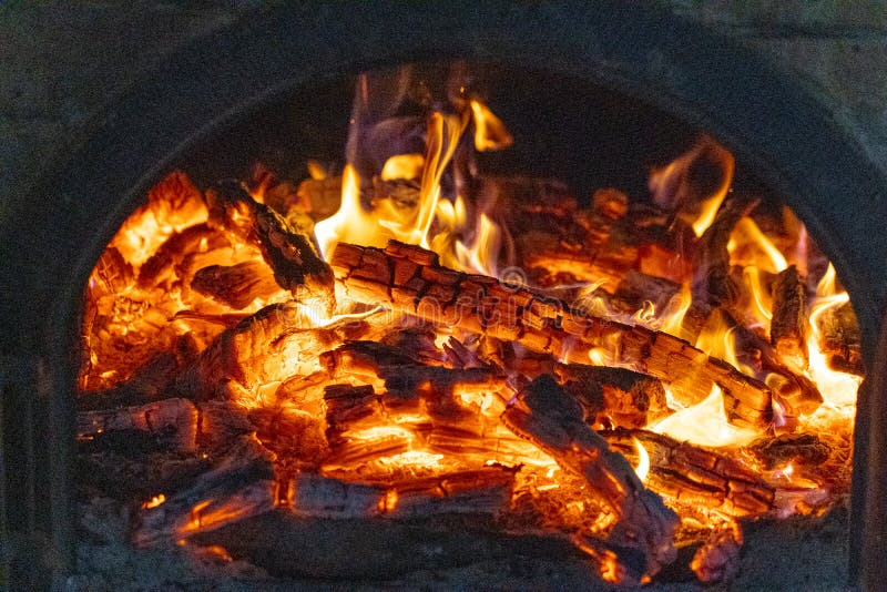 Wood Fire, Hard with Embers. Stock Photo - Image of fire, fireplace ...