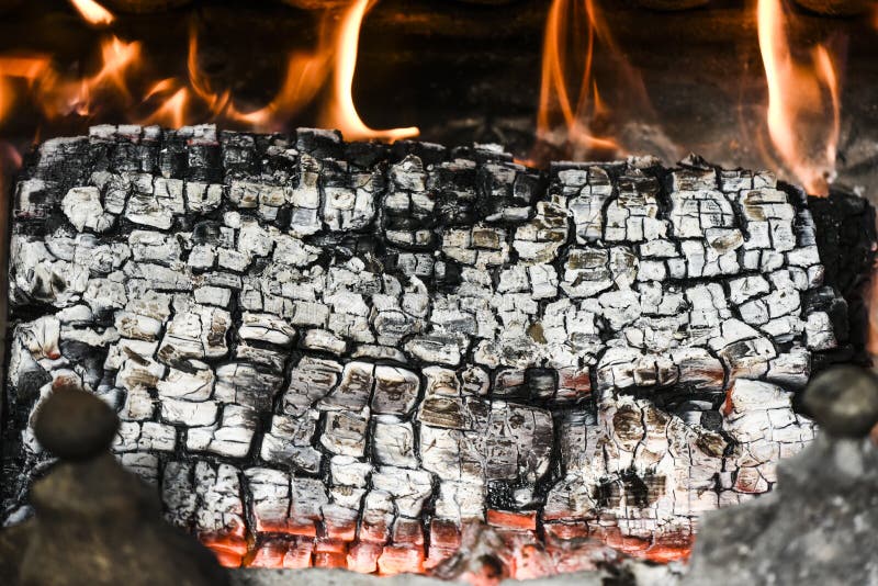 A Wood in a Fire Place with a Flames. Stock Photo - Image of fire ...
