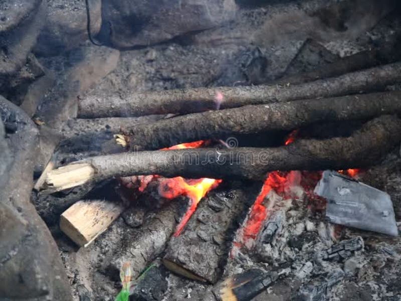 Wood Fire Burning in the Darkness Over a Circular Frame Stock Video ...