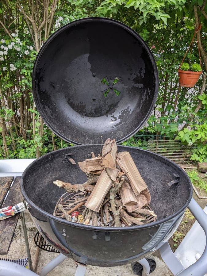 Barbecue Device Prepared for Roasting Meat and Vegetables, in the ...