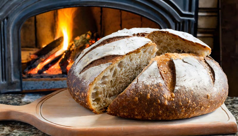 Wood-fired loaf of bread stock illustration. Illustration of wooden ...