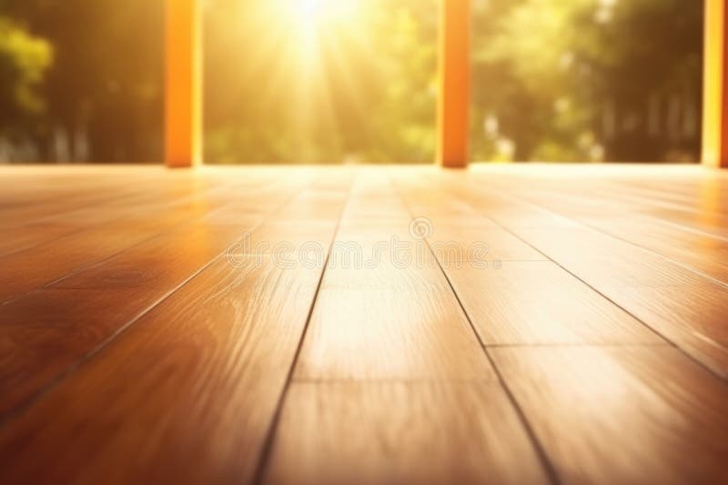 A Wood Floor with the Sun Shining in the Background Stock Illustration ...