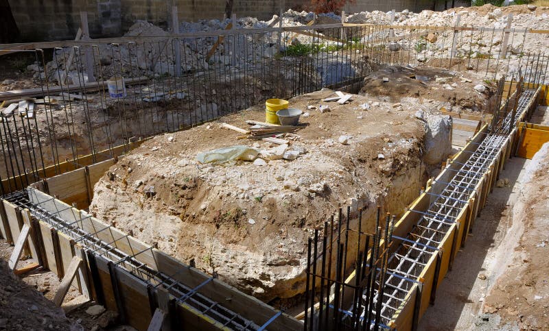 Wood Formwork and Reinforcing Steel Bars Stock Photo - Image of bars ...