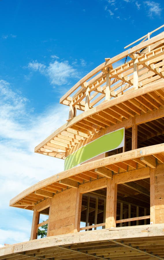 Wood Frame Construction Site Stock Photo - Image of blue, construction ...