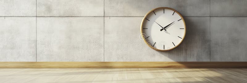Wood-framed Clock on Textured Wall with Shadows Stock Illustration ...