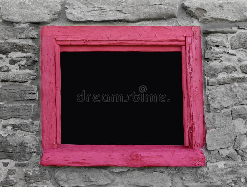 Wood Framed Opening in Stone Wall. Stock Image - Image of rough, wooden ...