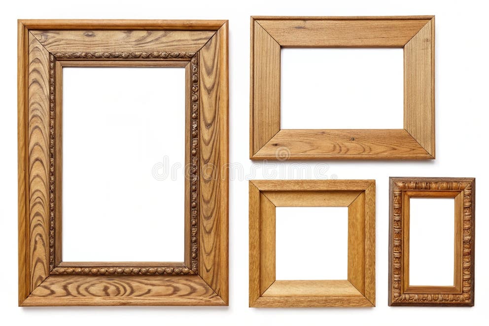 Wood Frames Set Isolated on White Stock Illustration - Illustration of ...