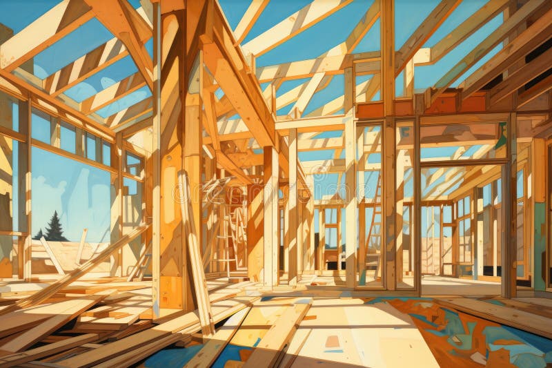 Wood Framing on the Building Stock Photo - Image of america, wood ...