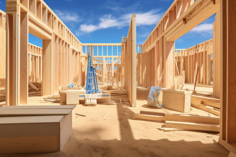 Wood Framing on the Building Stock Photo - Image of frame, development ...