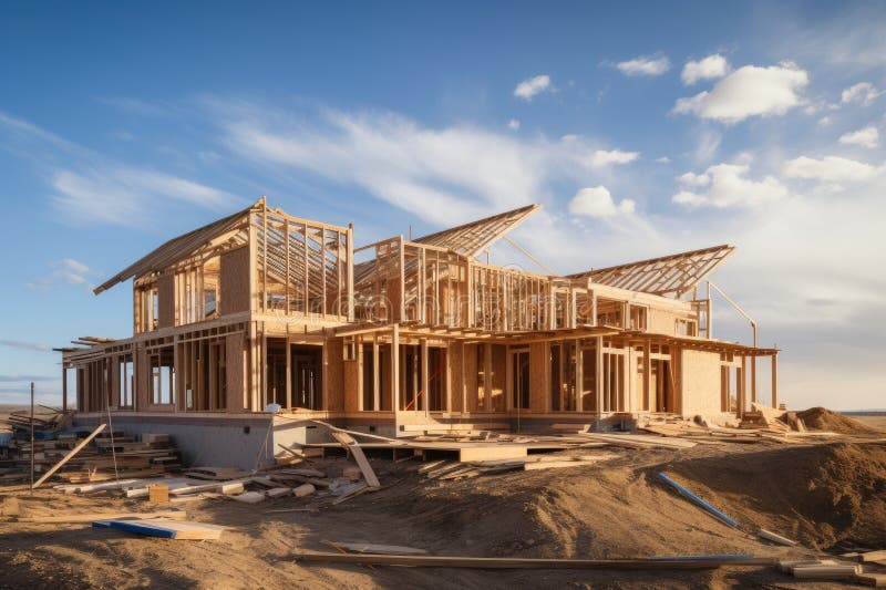 Wood Framing on the Building Stock Photo - Image of development ...