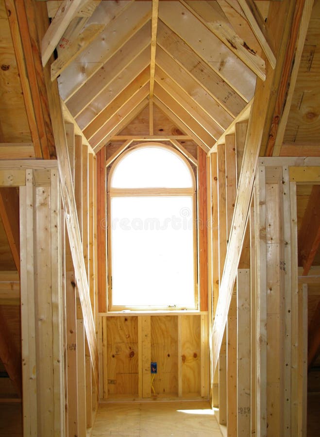 Wood framing for dormer stock photo. Image of house, frame - 1578340